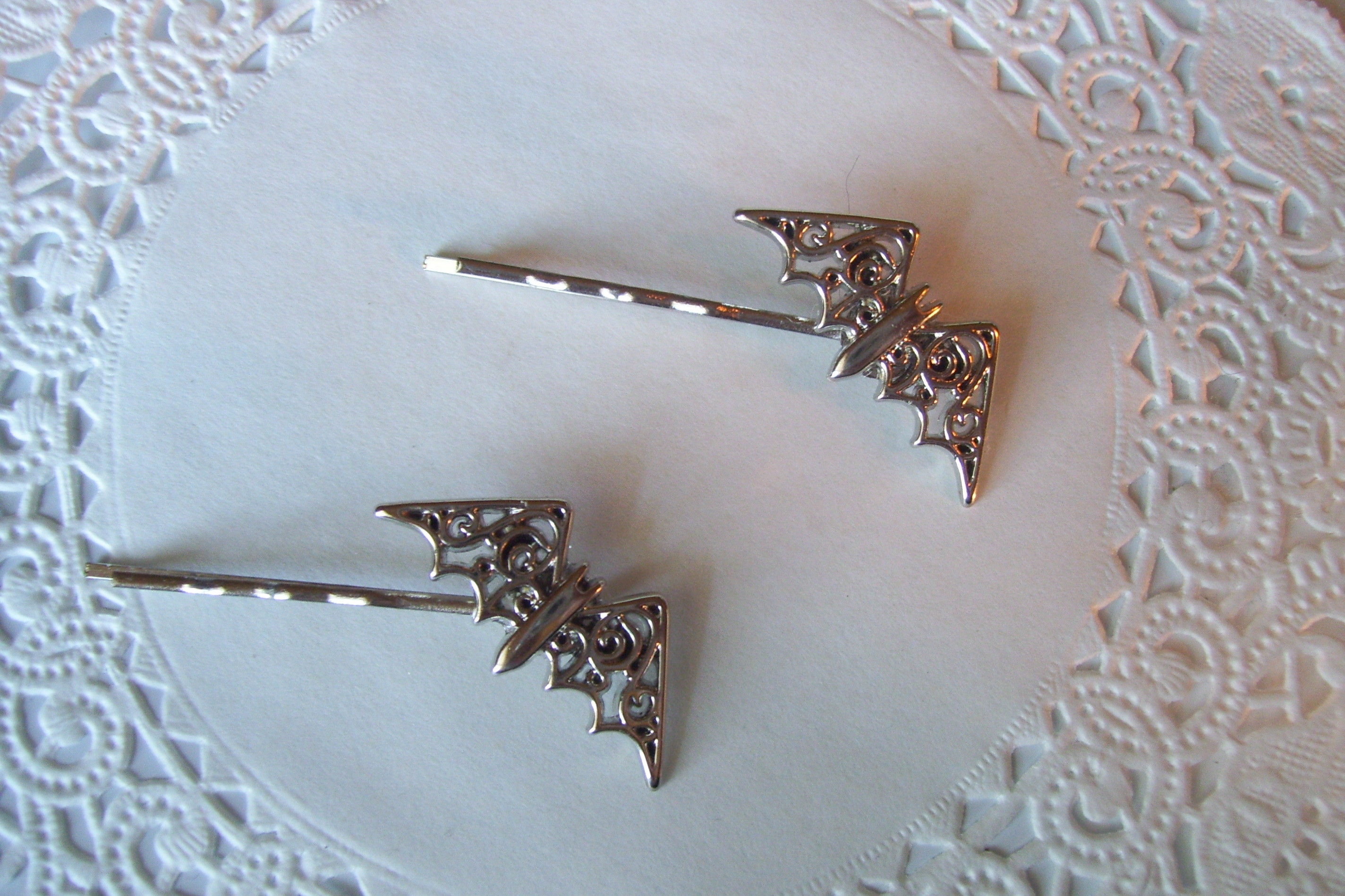 Bat Hair Pin Jeweled Hair Pin Silver Bat Hair Pin Bat | Etsy