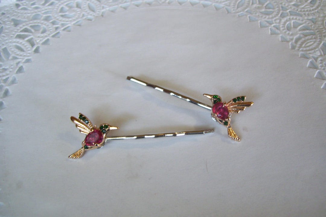 Hummingbird Hair Pin Repurposed Jewelry Jeweled Hair Pin Jeweled ...