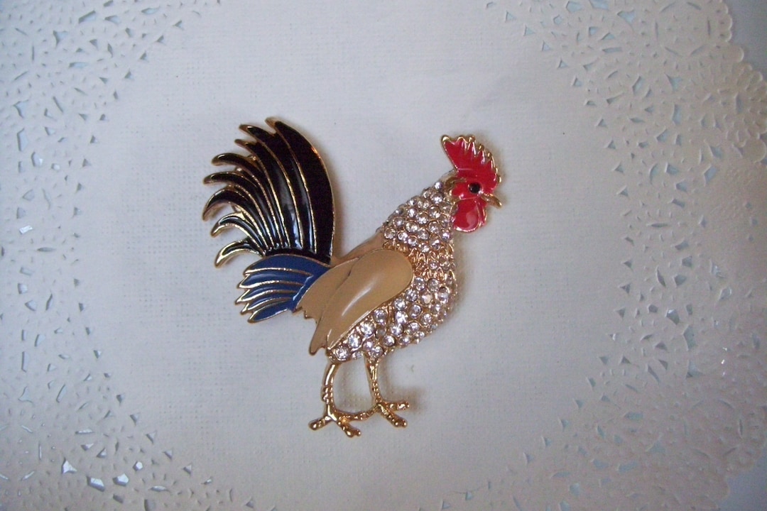 Chicken Magnet - Rooster Magnet - Repurposed Jewelry - Jeweled Magnet ...