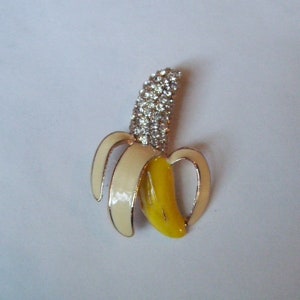 Banana Magnet - Fruit Decor - Repurposed Jewelry - Jeweled Magnet ...