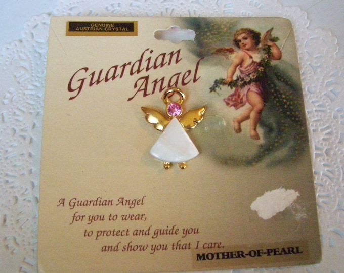 Angel Pin - Mother of Pearl Angel Pin - Austrian Crystal Angel Pin ...