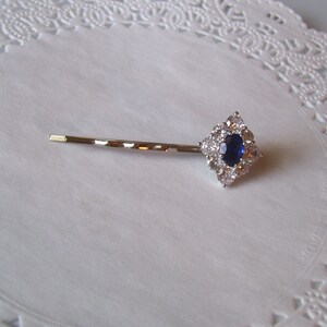 Sapphire Hair Pin - Jeweled Hair Pin - Repurposed Jewelry - Hair ...