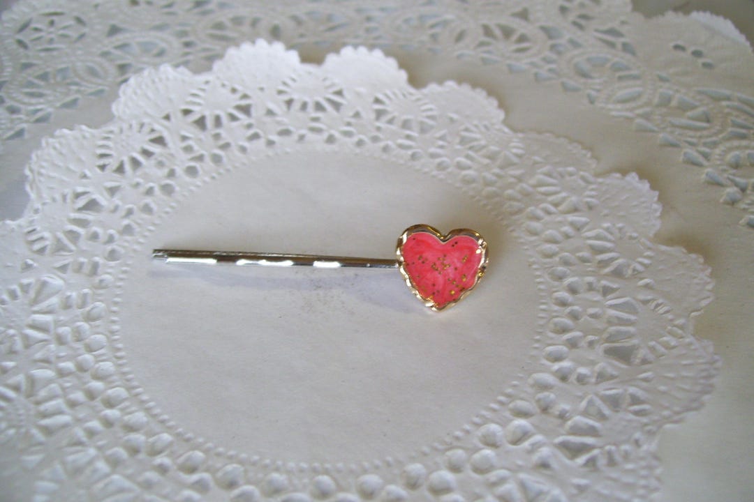 Heart Hair Pin - Valentine Hair Pin - Repurposed Jewelry - Hair ...