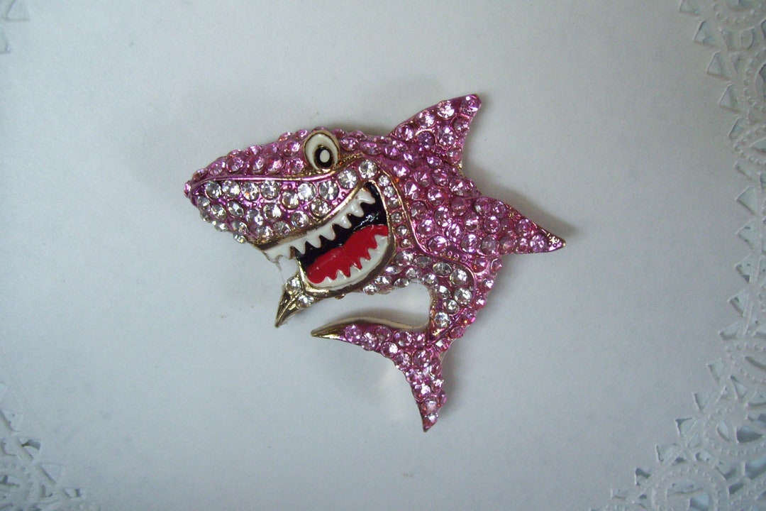 Shark Magnet - Repurposed Jewelry - Anthropomorphic Shark - Rhinestone ...