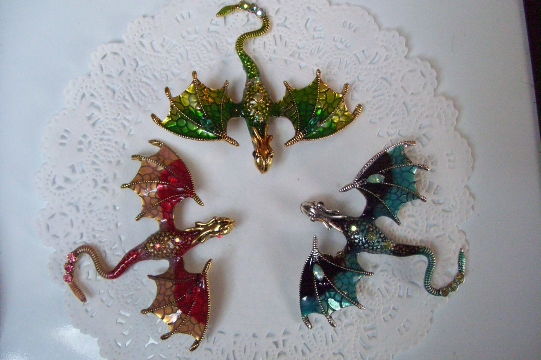 Dragon Magnet Repurposed Jewelry Dragon Decor Kitchen Magnet Office ...