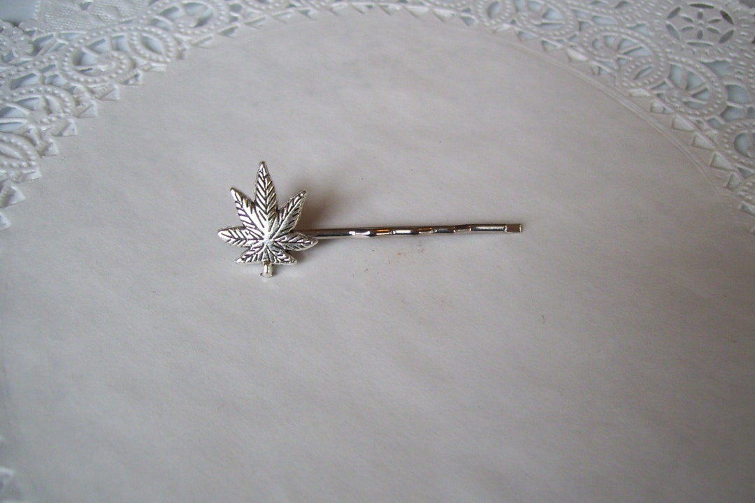 Marijuana Leaf Hair Pin - Weed Leaf Hair Pin - Repurposed Jewelry ...