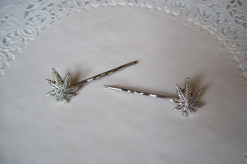 Marijuana Leaf Hair Pin - Weed Leaf Hair Pin - Repurposed Jewelry ...