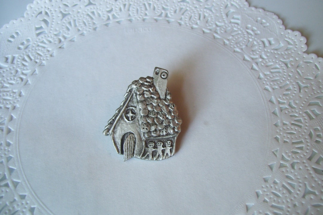 Gingerbread House Pin Gingerbread House Brooch Pewter Gingerbread House ...