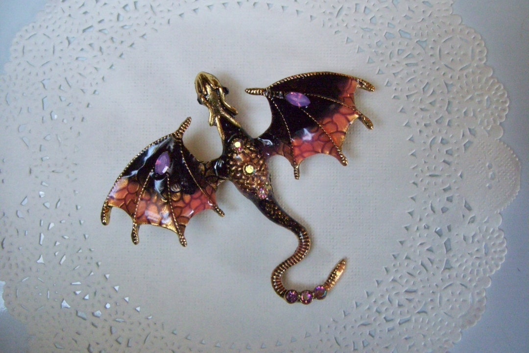 Dragon Magnet Repurposed Jewelry Dragon Decor Kitchen Magnet Office ...