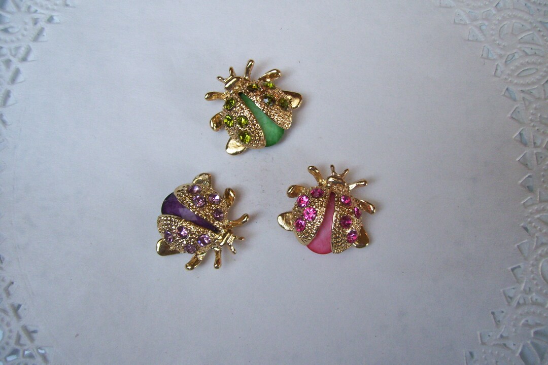 Lady Bug Magnets - Set of Three Lady Bug Magnets - Repurposed Jewelry ...
