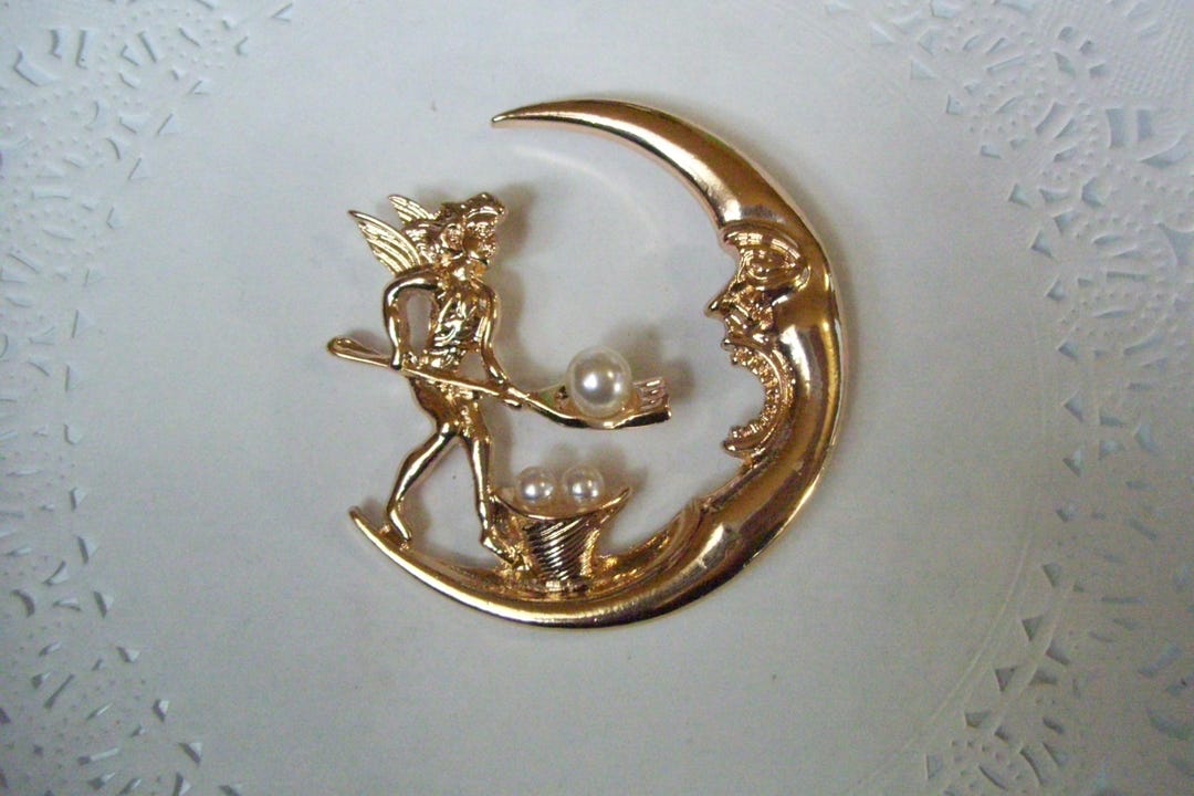 Moon Face Magnet Fairy Magnet Repurposed Jewelry Moon Magnet Whimsical ...