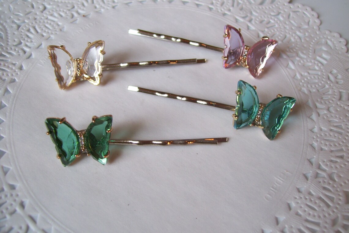 Butterfly Hair Pin - Repurposed Jewelry - Blue Butterfly Hair Pin ...