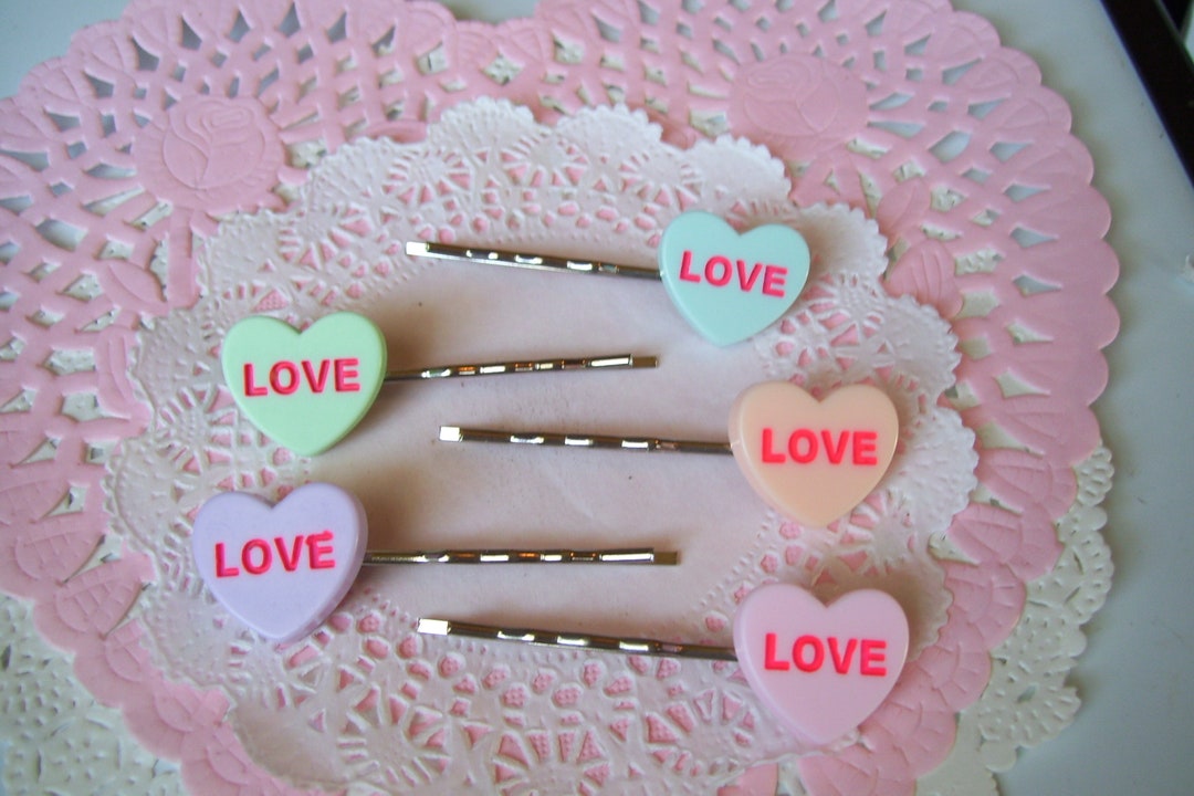 Valentine Hair Pin - Heart Hair Pin - Heart Candy Hair Pin - Love Hair ...
