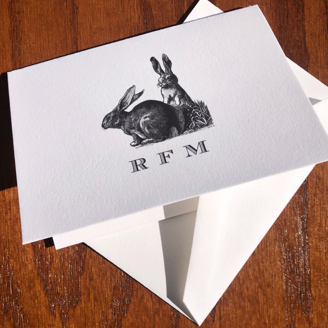 Personalized Bunny Rabbit Stationery Note Card Set - Etsy