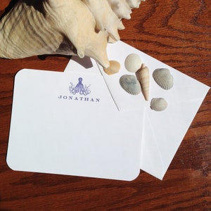 Quiet Luxury Personalized Octopus Ocean Themed Note Cards or Note Pad ...