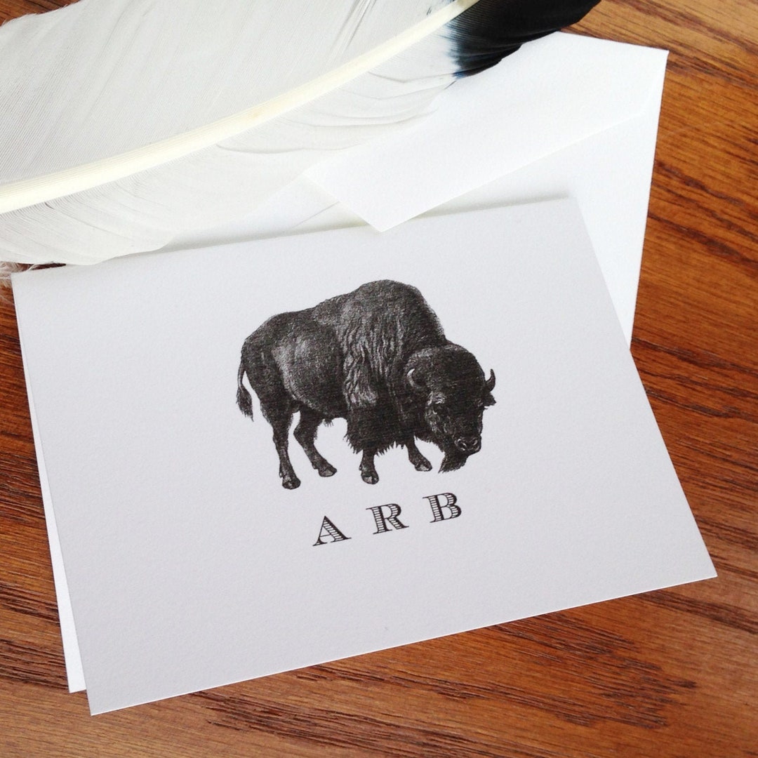 Bison or Buffalo Monogrammed or Personalized Stationery for Men - Etsy