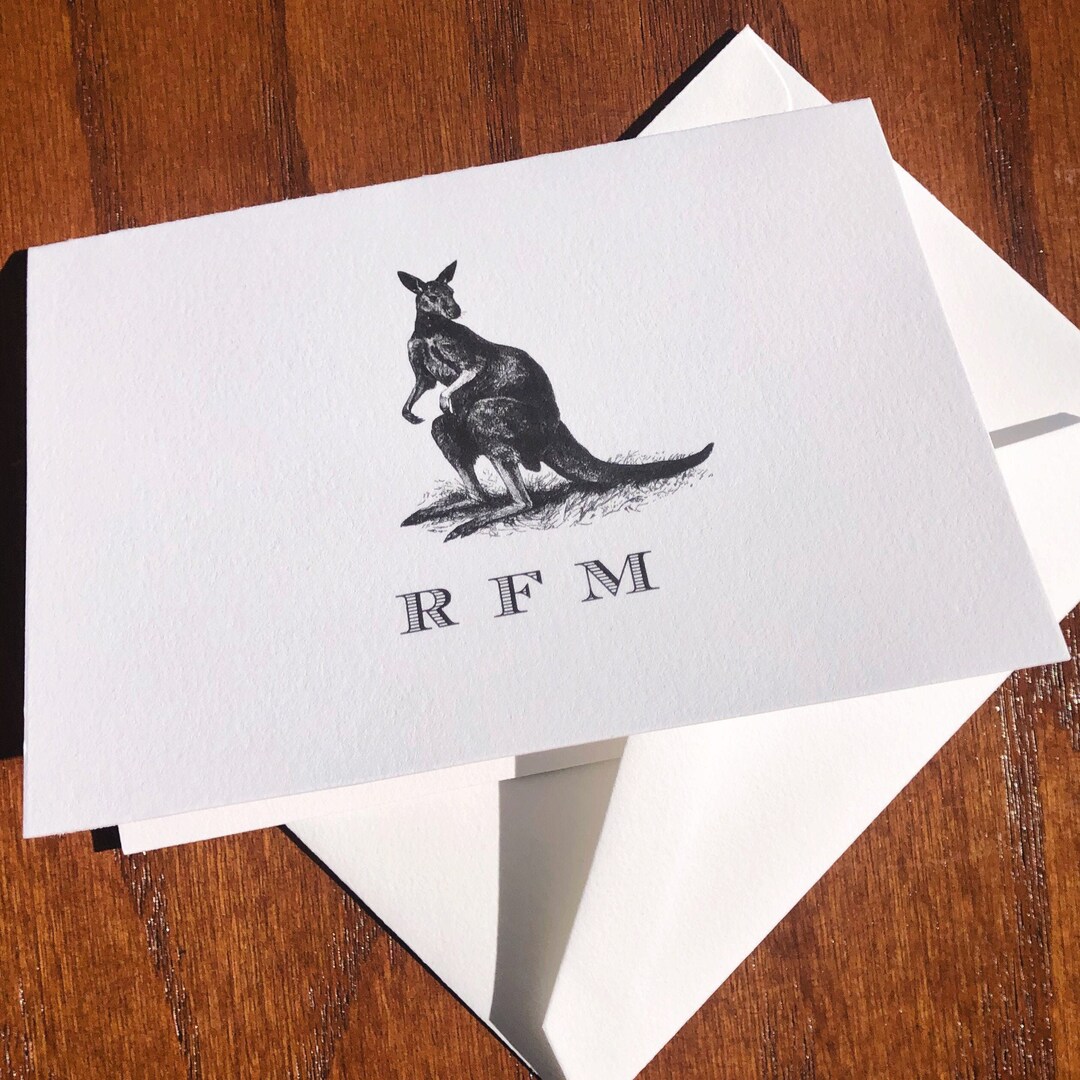 Personalized Kangaroo Stationery Note Card Set - Etsy