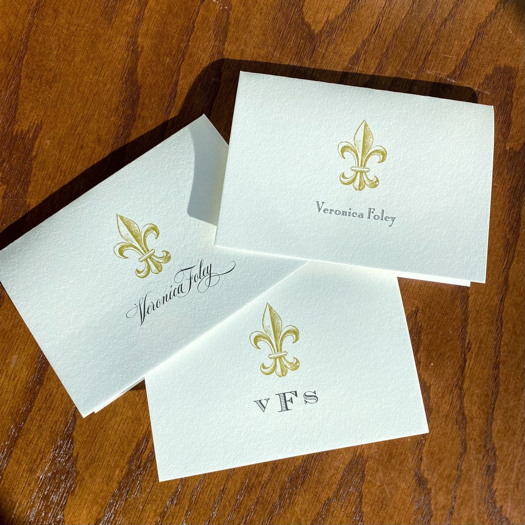 Fleur De Lis Stationery: Thank You Cards or Note Pad Mardi Gras - Etsy
