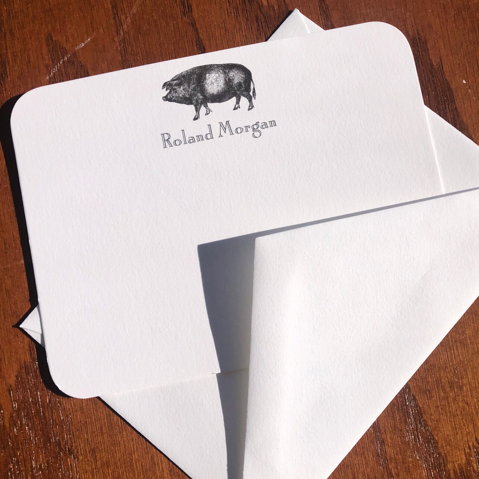Personalized Pig Stationery Note Card Set - Etsy