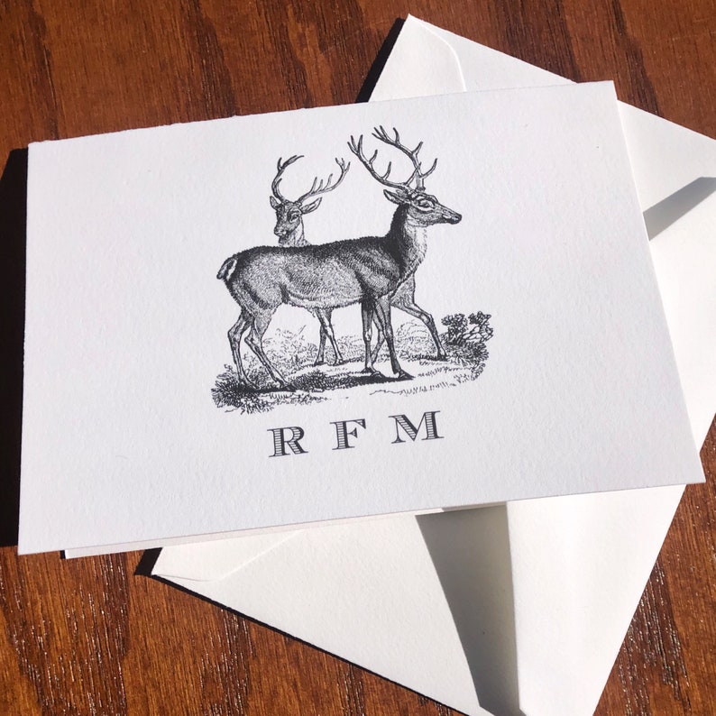 Personalized Deer Stationery Note Card Set | Etsy