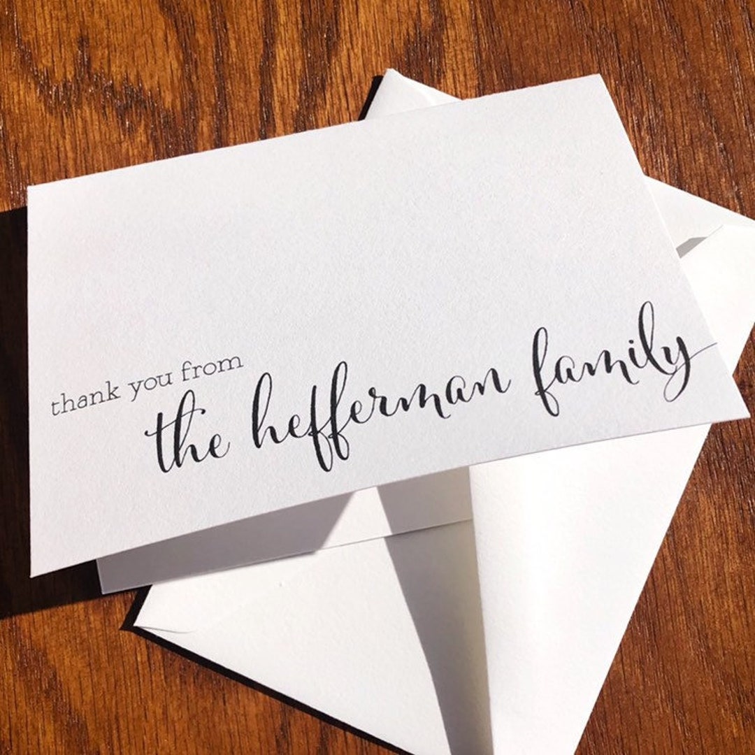 Personalized Family Thank You Card Pack With Script Family Name - Etsy