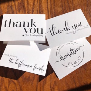 Personalized Family Thank You Card Pack With Large Script - Etsy