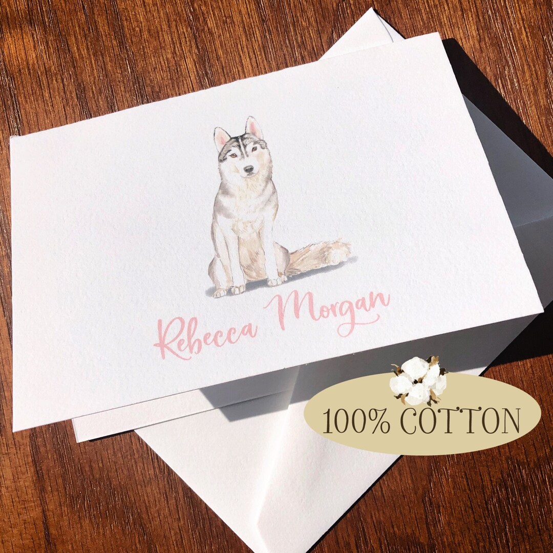 Personalized Siberian Husky Note Cards - Etsy