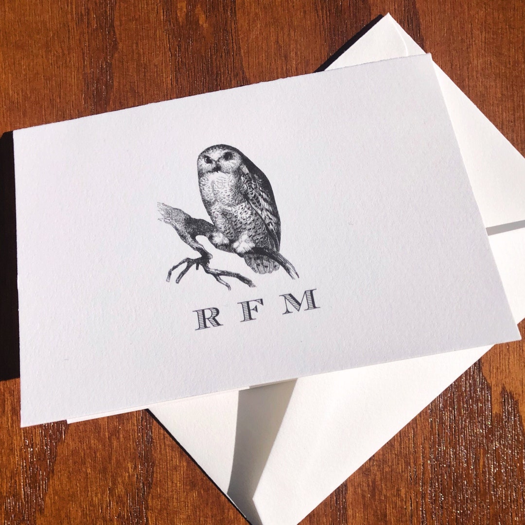 Personalized Snowy Owl Stationery Note Card Set - Etsy
