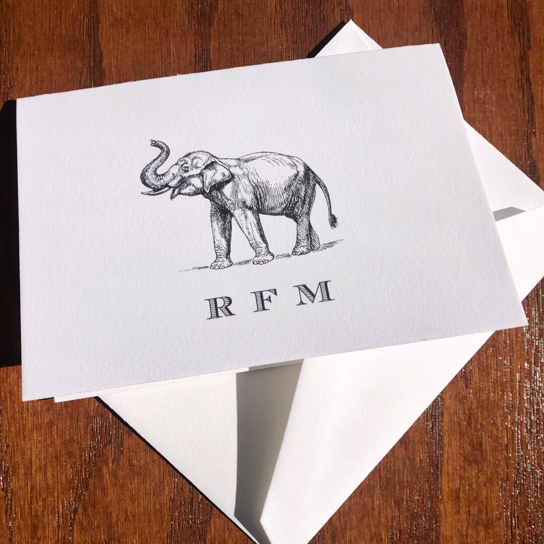 Personalized Elephant Stationery Note Card Set - Etsy