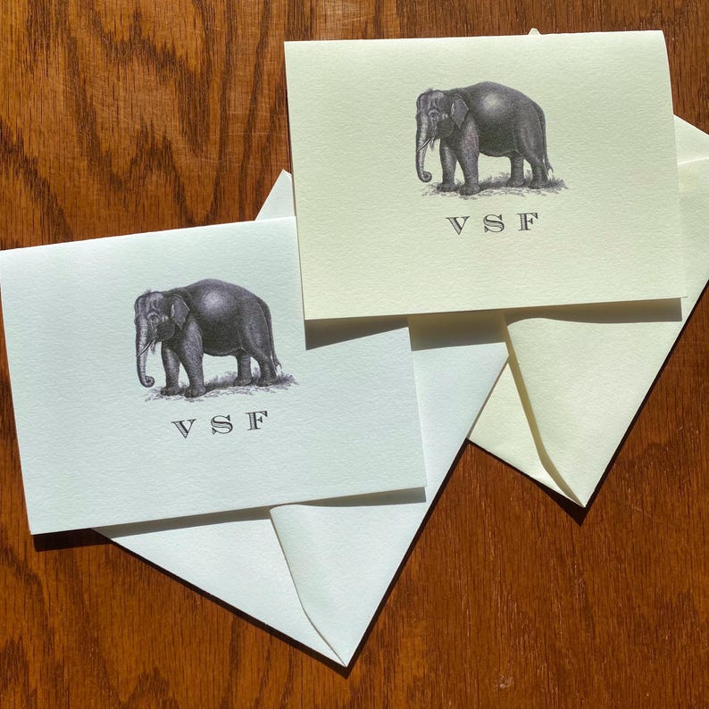 Personalized Elephant Stationery Note Card Set - Etsy