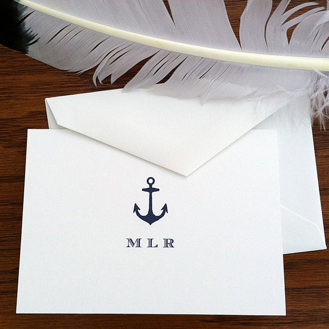 Personalized Anchor Stationery for Men | Naval & Maritime Note Cards - Etsy