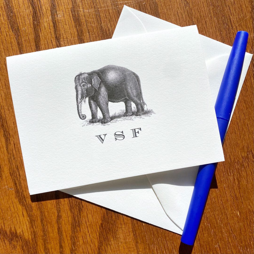 Personalized Elephant Stationery Note Card Set - Etsy