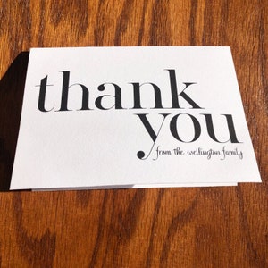 Personalized Family Thank You Card Pack With Oversize Font - Etsy