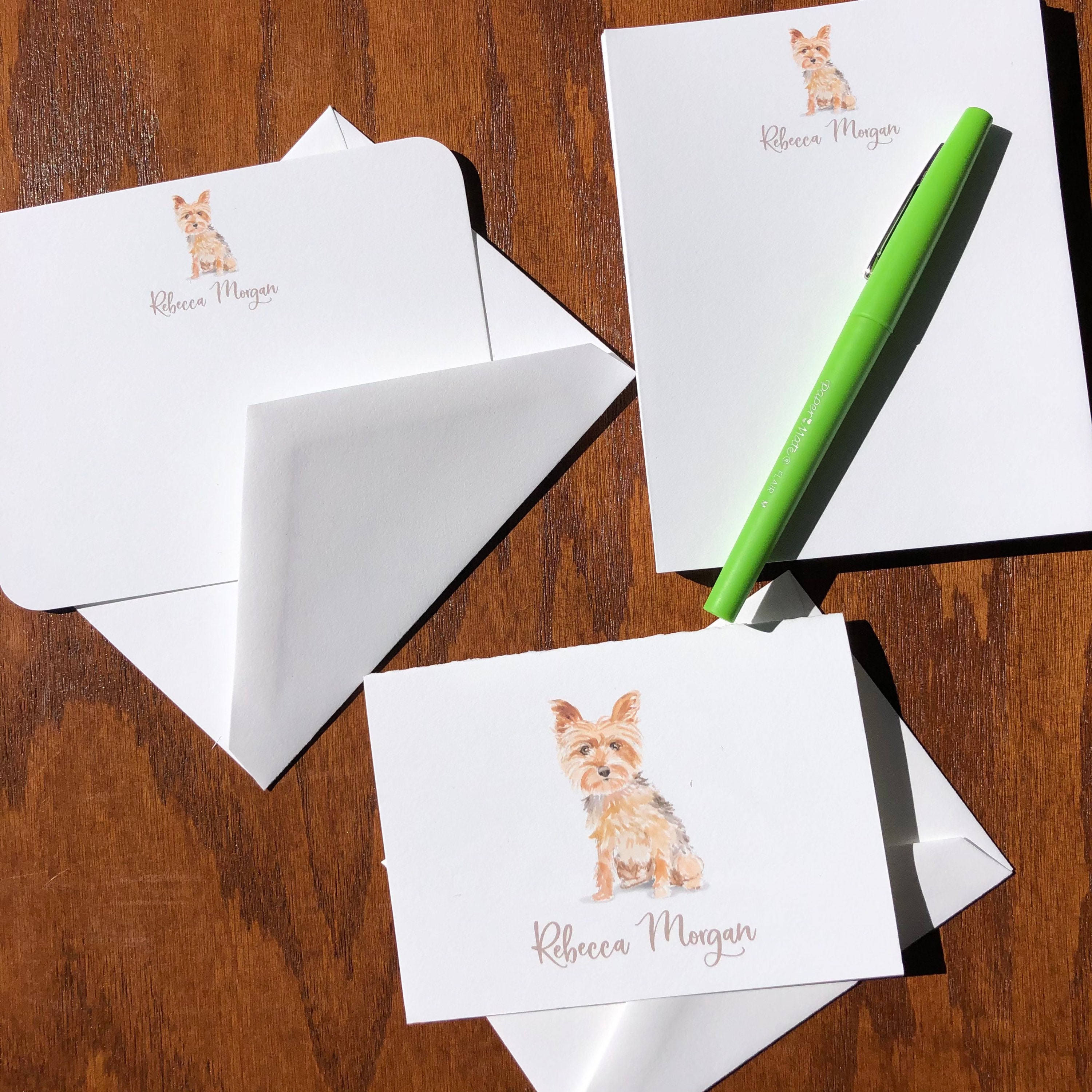 Personalized Yorkie Note Cards | Etsy