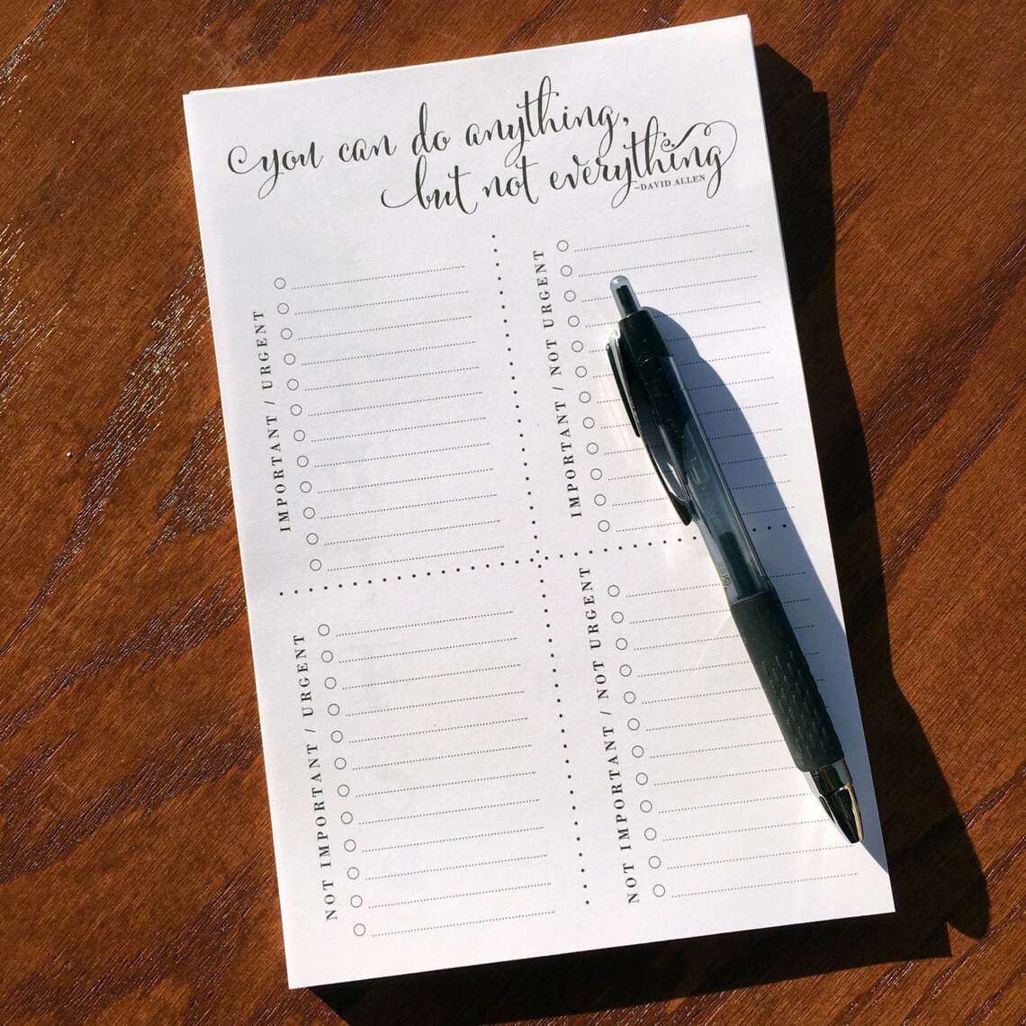 Time Management Tool: Priority Matrix Notepad to Organize Your to Do ...