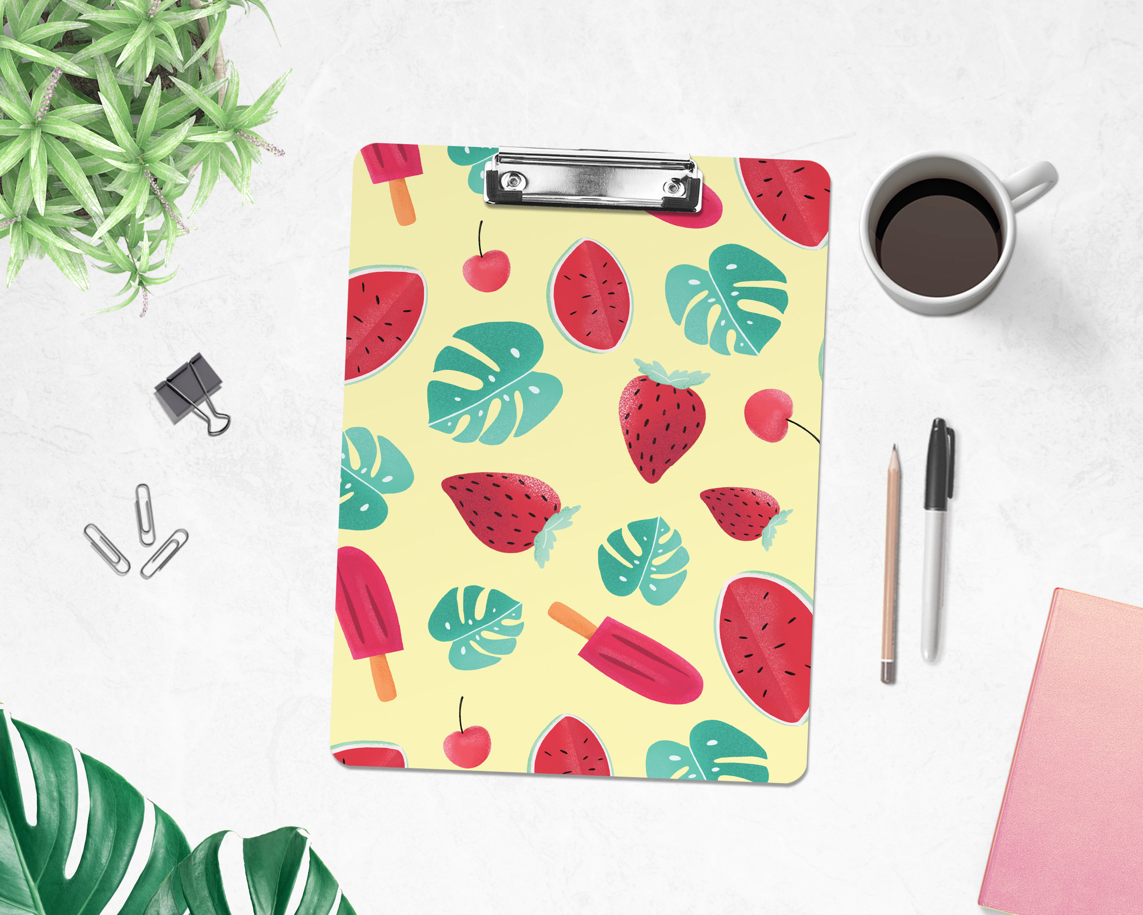 Monstera Fruit Fresh 2-sided Clipboard, Desk Accessory, Cute Workspace ...
