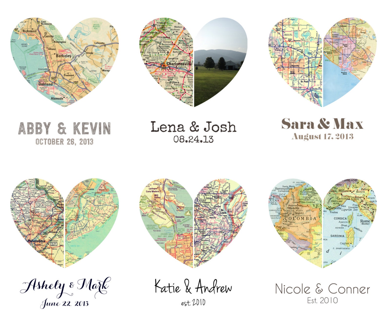 8x10 Map of Our Hearts Personalized Art Print UNFRAMED | Etsy