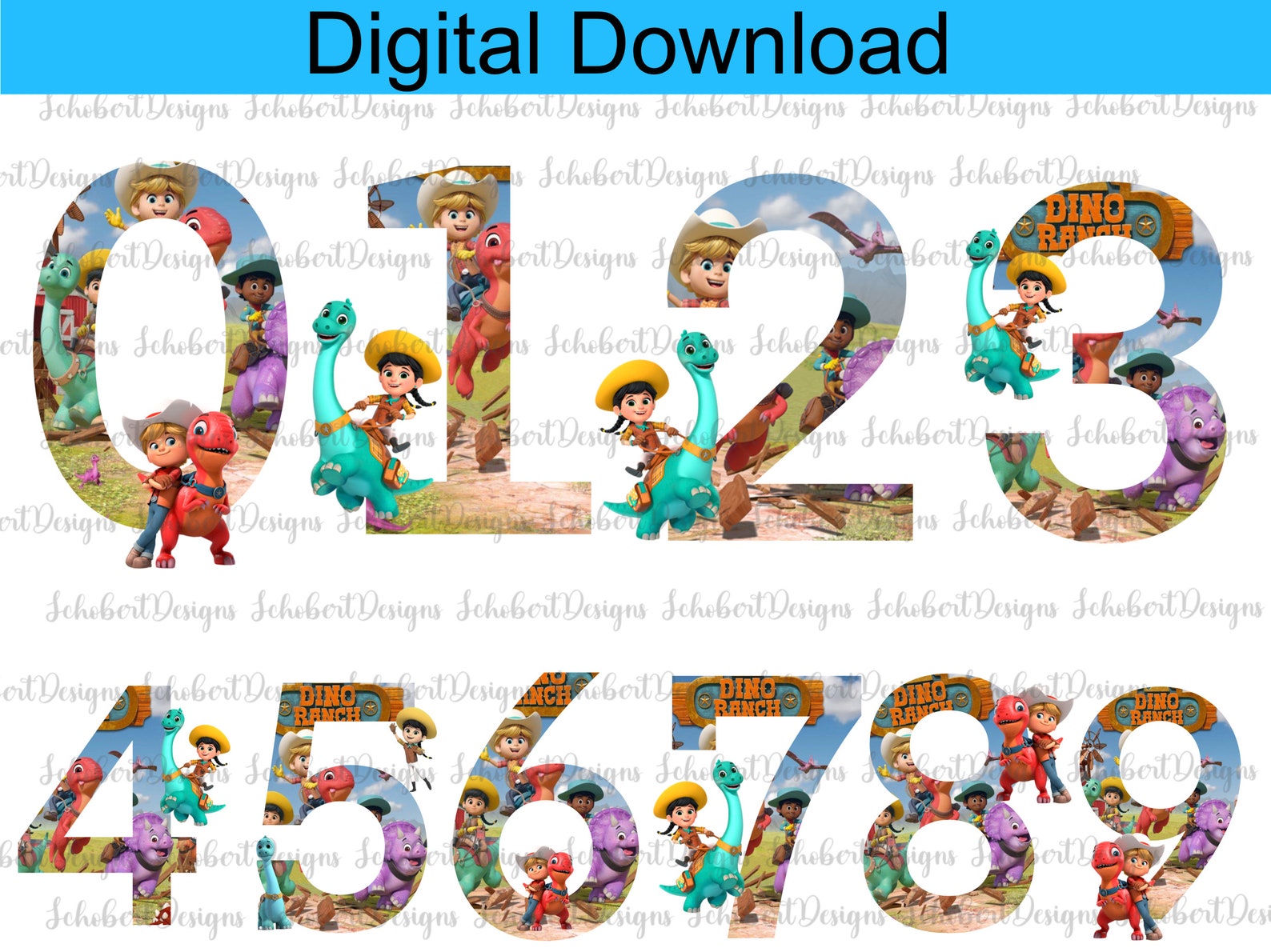 Dino Ranch Birthday Numbers, Dino Ranch Birthday Png, Dino Digital ...