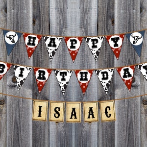 Western, Cowboy, Rodeo Party Theme - Pennant Banner - Happy Birthday ...