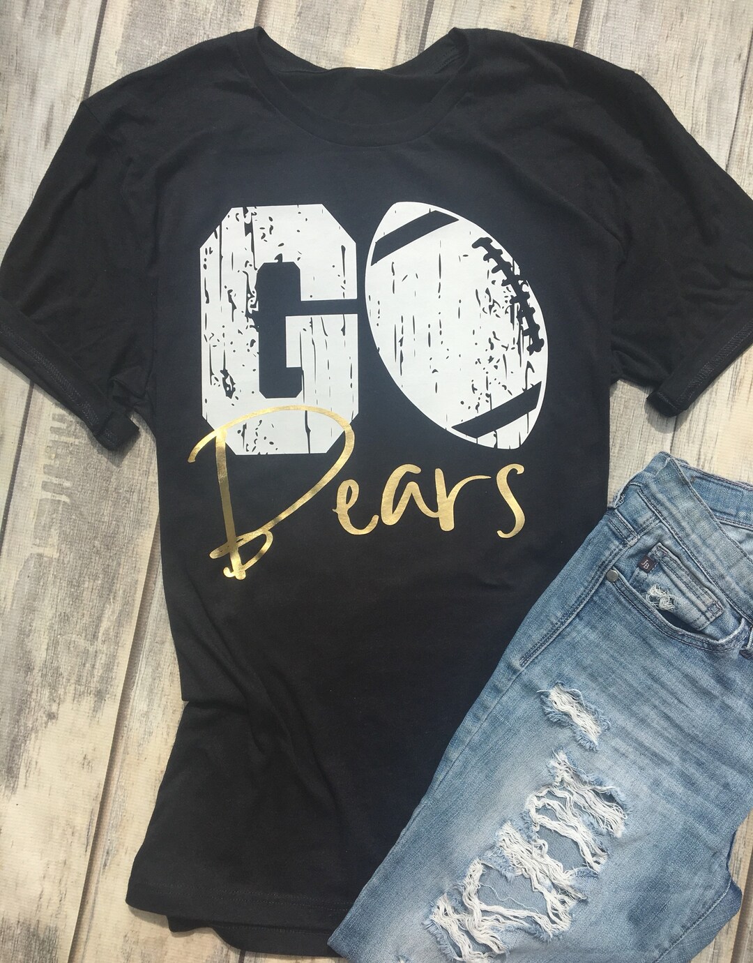 Customizable GO Mascot, Football Team Spirit, Go Bears, Black and Gold ...