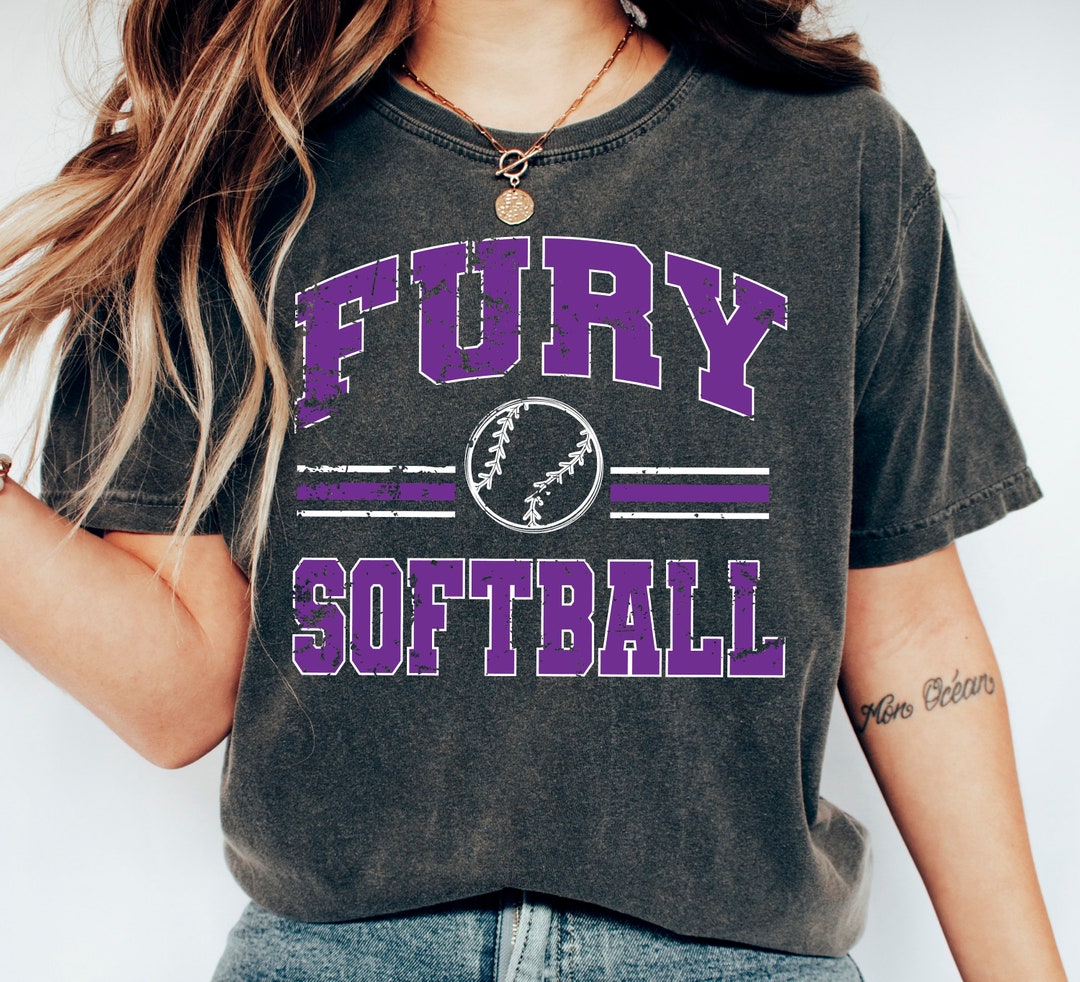 Fury Softball Distressed Design, Retro Vibes Softball, Comfort Colors ...