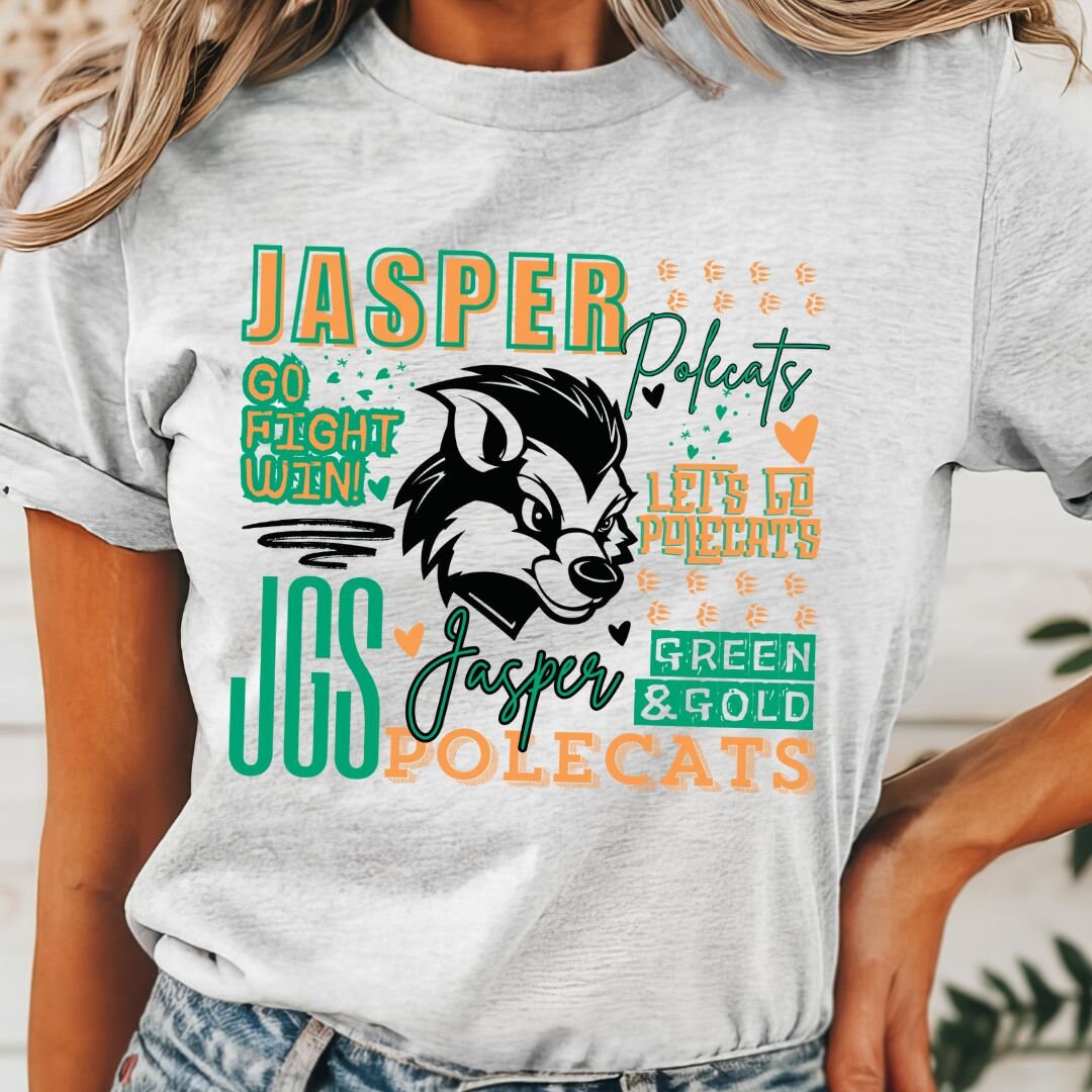 Jasper Polecats Custom School Typography Shirts, Custom Colors, Custom ...