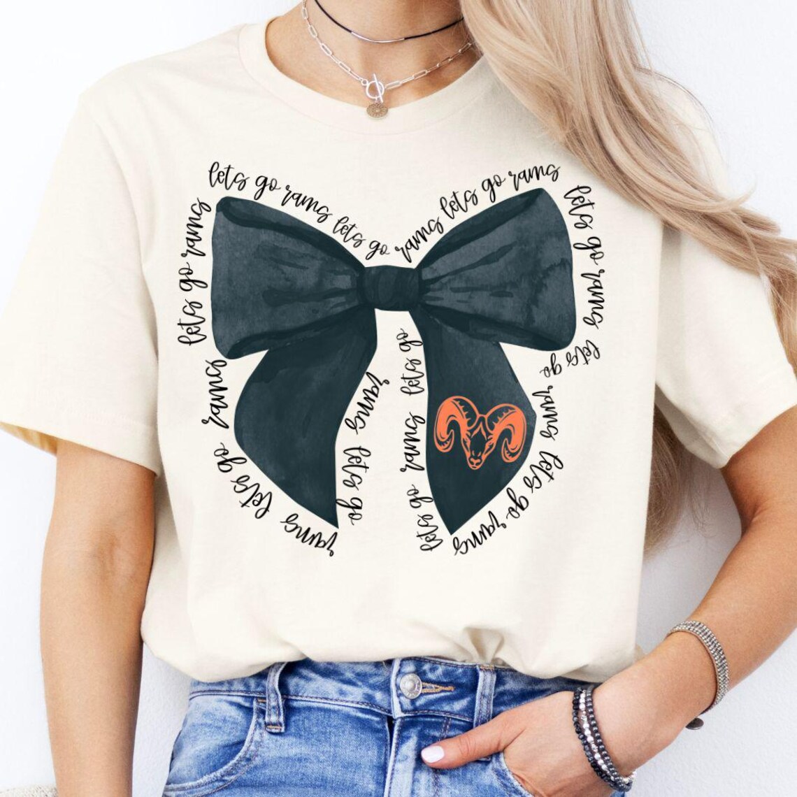 Lets Go Mules Game Day Bow Shirt With Team Logo on Bow, Custom Bow Tee ...