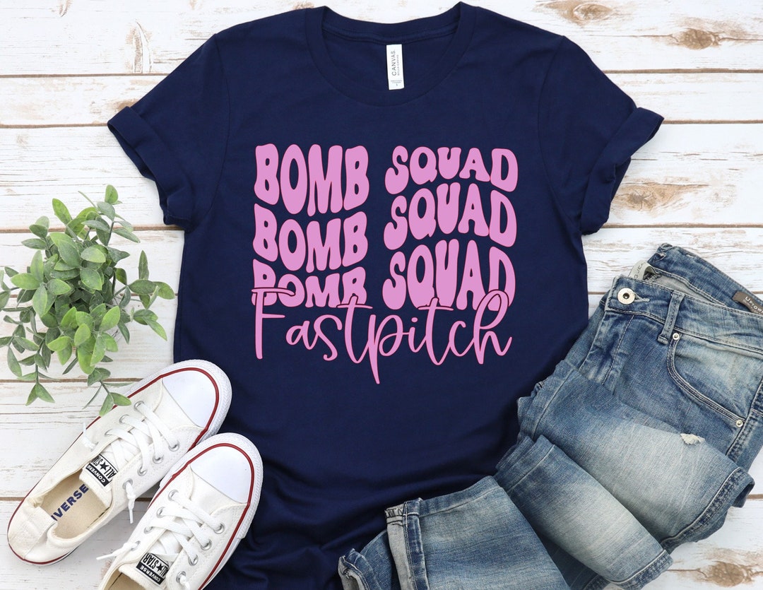 Bomb Squad Fastpitch Softball Team Shirts, Retro Wave Design, Unisex ...
