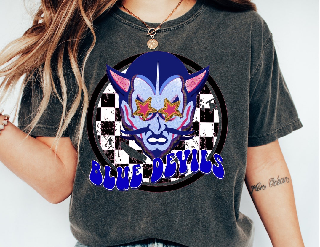 Blue Devils Royal Black and White School Spirit Shirt, Comfort Colors ...