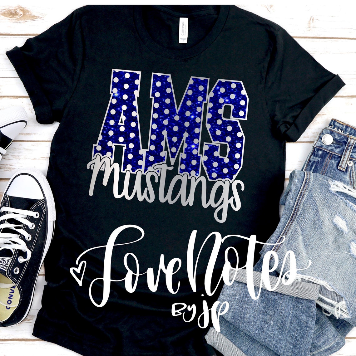 Custom School Spirit Shirt, School Initials, Lady Dawgs, Mascot, Polka ...