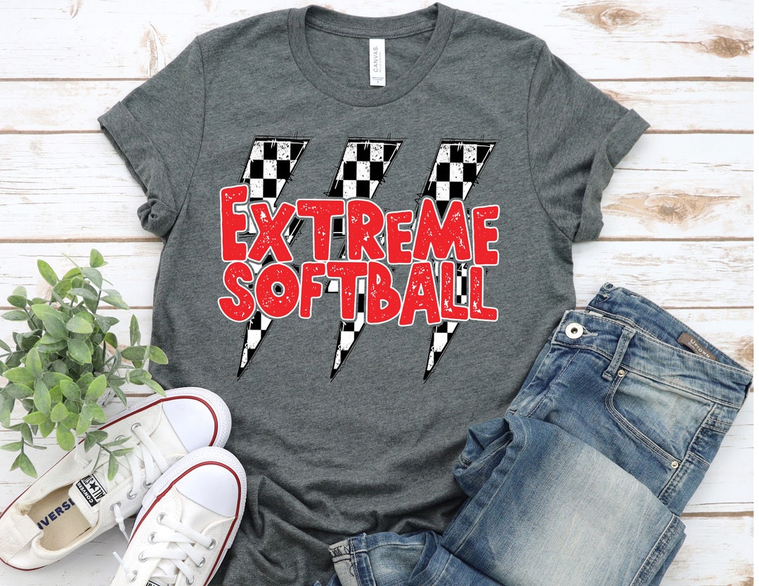 Extreme Softball Checkered Lightning Bolt Shirt, Customizable Softball ...