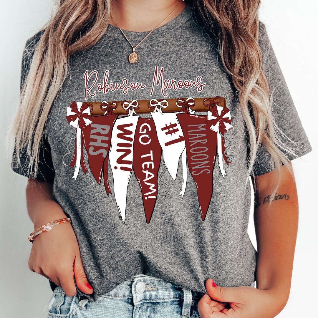Robinson Maroons Pennant Flag Shirt: Custom School Spirit Tee - Etsy