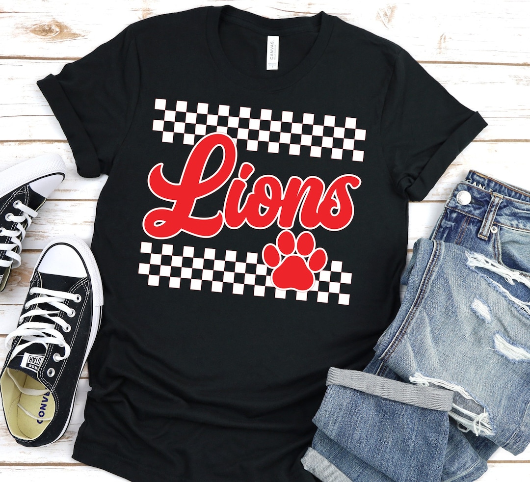 Lions Checkered Shirt, Retro School Spirit Shirt, Lions Fan Shirt ...