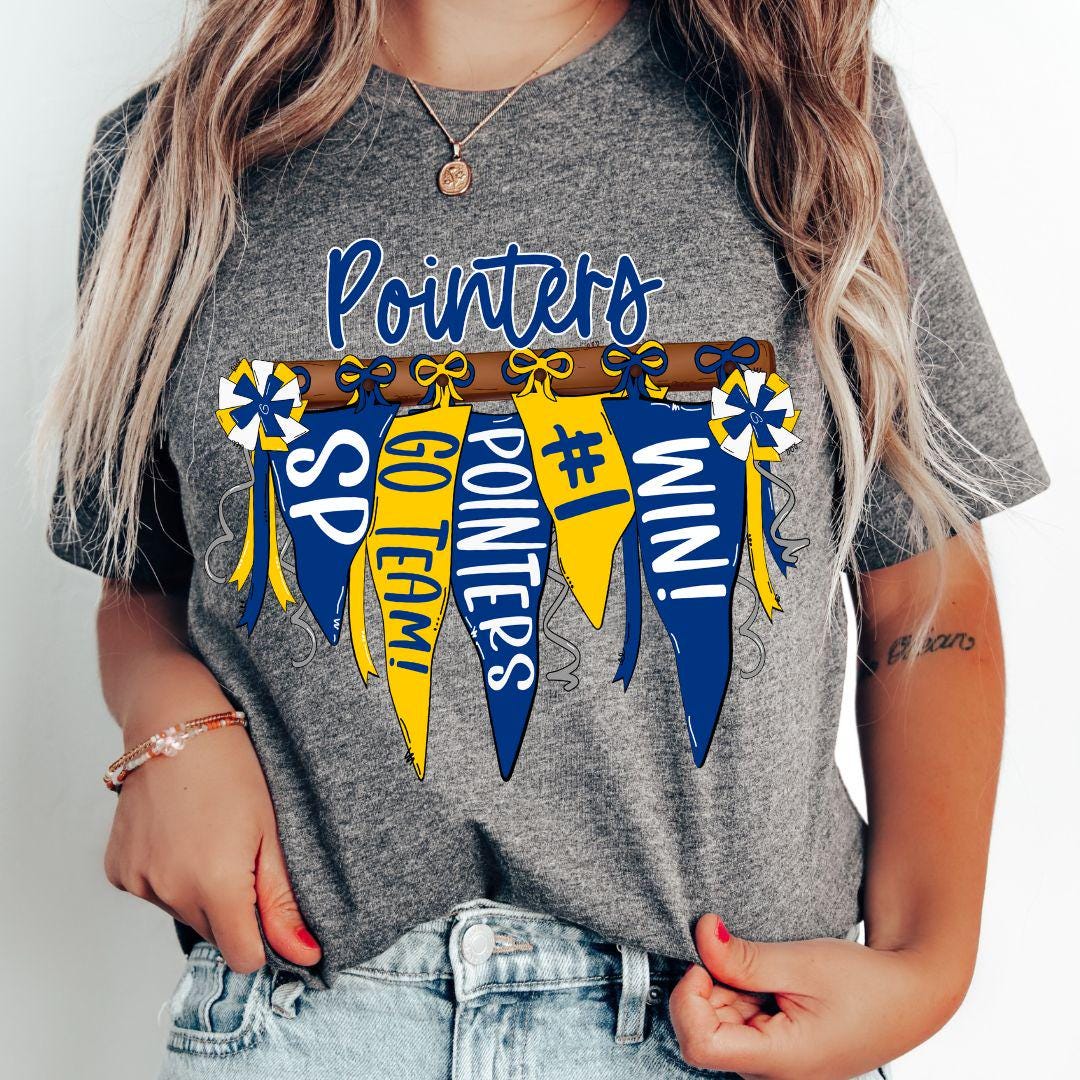 Pointers Navy and Gold Pennant Banner Flag Tee, Custom Spirit Tee ...